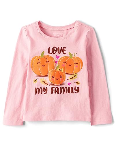 The Children's Place Baby-Girls and Toddler All Holidays Long Sleeve Graphic T-Shirts Pumpkin Family 2T