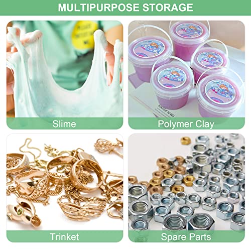 50 PCS 10 oz Slime Containers with Lids and Handles, Plastic 300ml Storage Bucket Containers, Clear Slime Storage Case for Slime DIY Art Craft, Pigment, Small Tools, Part Material