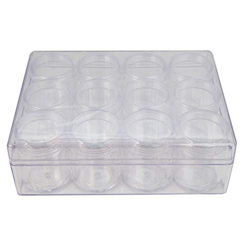 The Beadsmith Personality Case - Clear Storage Organizer Box, 6.25 x 4.75 x 2.1 inches - Includes 12 Small Containers with lids - 1.5 x 2 inches, Bead Holder