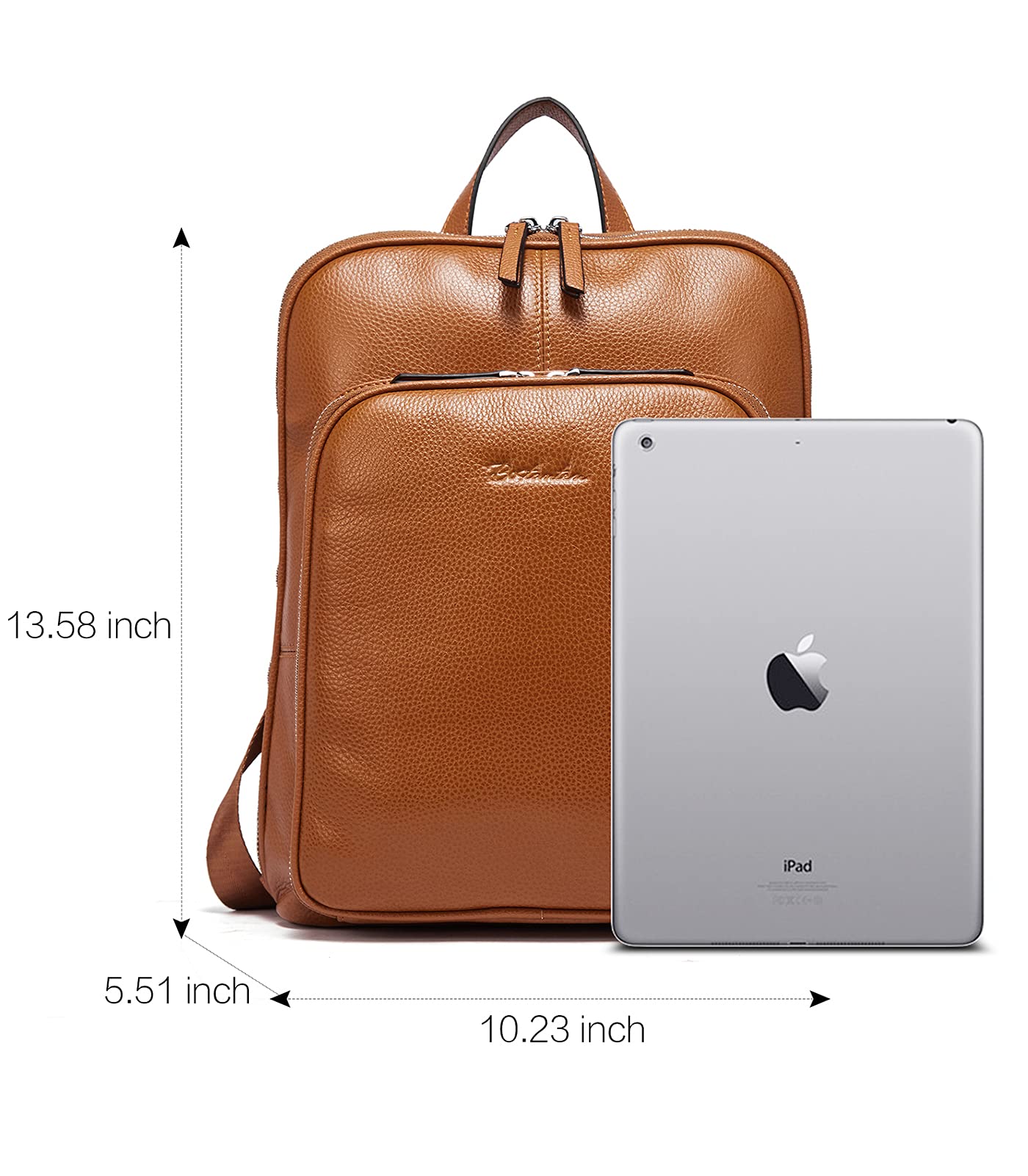 BOSTANTEN Genuine Leather Backpack Purse for Women Casual College Travel Bags Brown