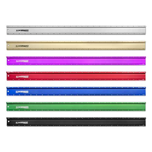 Alumicolor AlumiCutter Aluminum Straight Edge w/Blade for Office, School, Engineering and Framing, 24IN, Blue