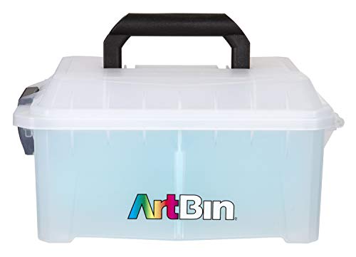 ArtBin 6817AG Sidekick Cube Carrying Case with Open Lift-Out Tray, Portable Art & Craft Organizer with Handle, [1] Plastic Storage Case, Clear