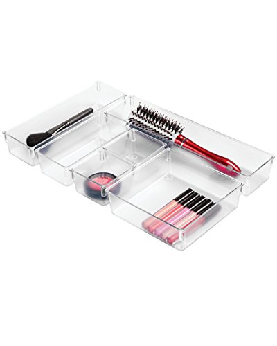 iDesign Plastic In Drawer Organizer Trays for Kitchen Utensils, Silverware, BPA-Free, Set of 6, Clear