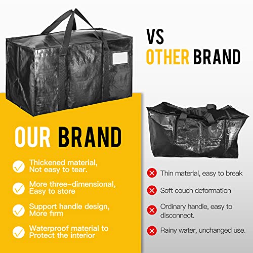 Heavy Duty Moving Bags, Extra Large Storage Totes for Space Saving, Carrying Handles and Marking Card Pocket for Moving, Organizer, Camping and Travel 94L (8 Pack)