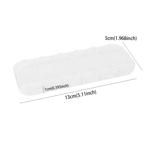 ASKIKYER 12 Grids Jewelry Dividers Box Organizer 13x5x1.5cm, Compartment: 2.5x2cm,Clear Plastic Bead Case Storage Container for Jewelry Beads, Nail Art, Craft Findings, 8 Pack