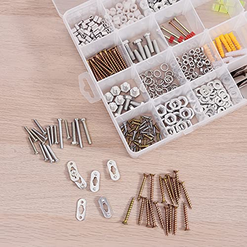 BUG HULL 24 Grids Clear Plastic Organizer Box, Craft Storage Container Jewelry Box with Adjustable Dividers for Beads Art DIY Crafts Jewelry Fishing Tackles Metal Parts Accessories Screws Button