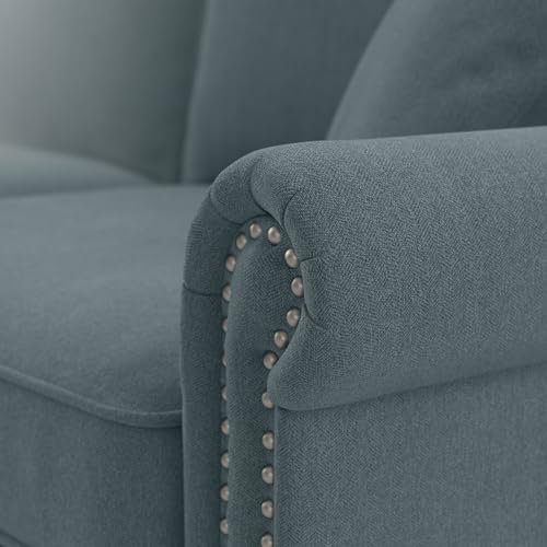 Bush Furniture Coventry U Shaped Sectional Couch, 113W, Turkish Blue Herringbone