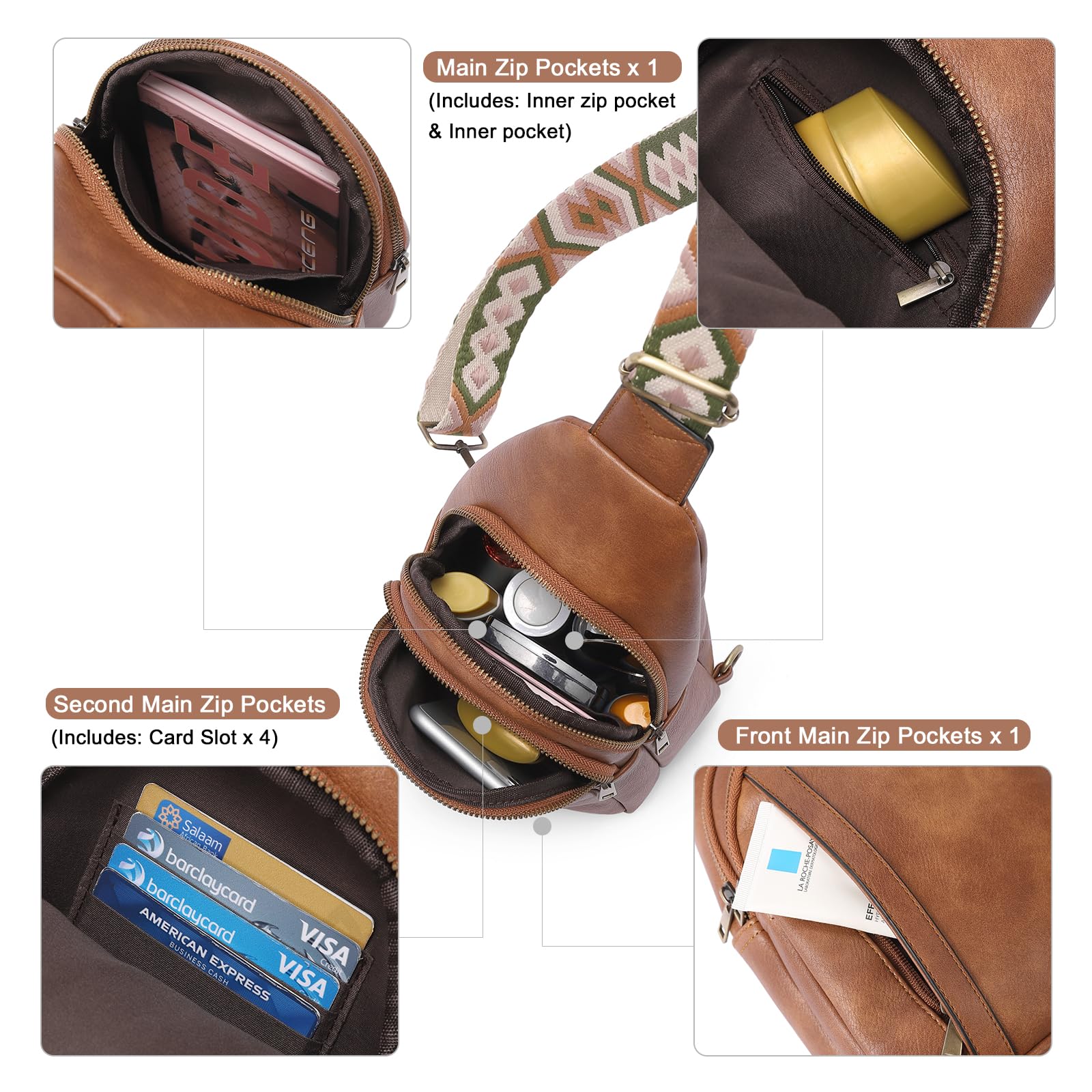 CLUCI Sling Crossbody Bag Bundles with Small Backpack