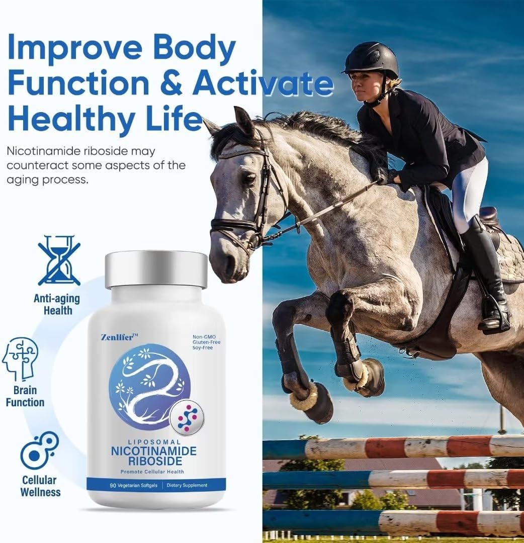 Zenlifer-90 Softgels NAD+ 2000MG Liposomal Nicotinamide Riboside Supplement,with Trans-Pterostilbene and Betaine Anhydrous(TMG) for Maximum Absorption,Cellular Energy and Age Defense
