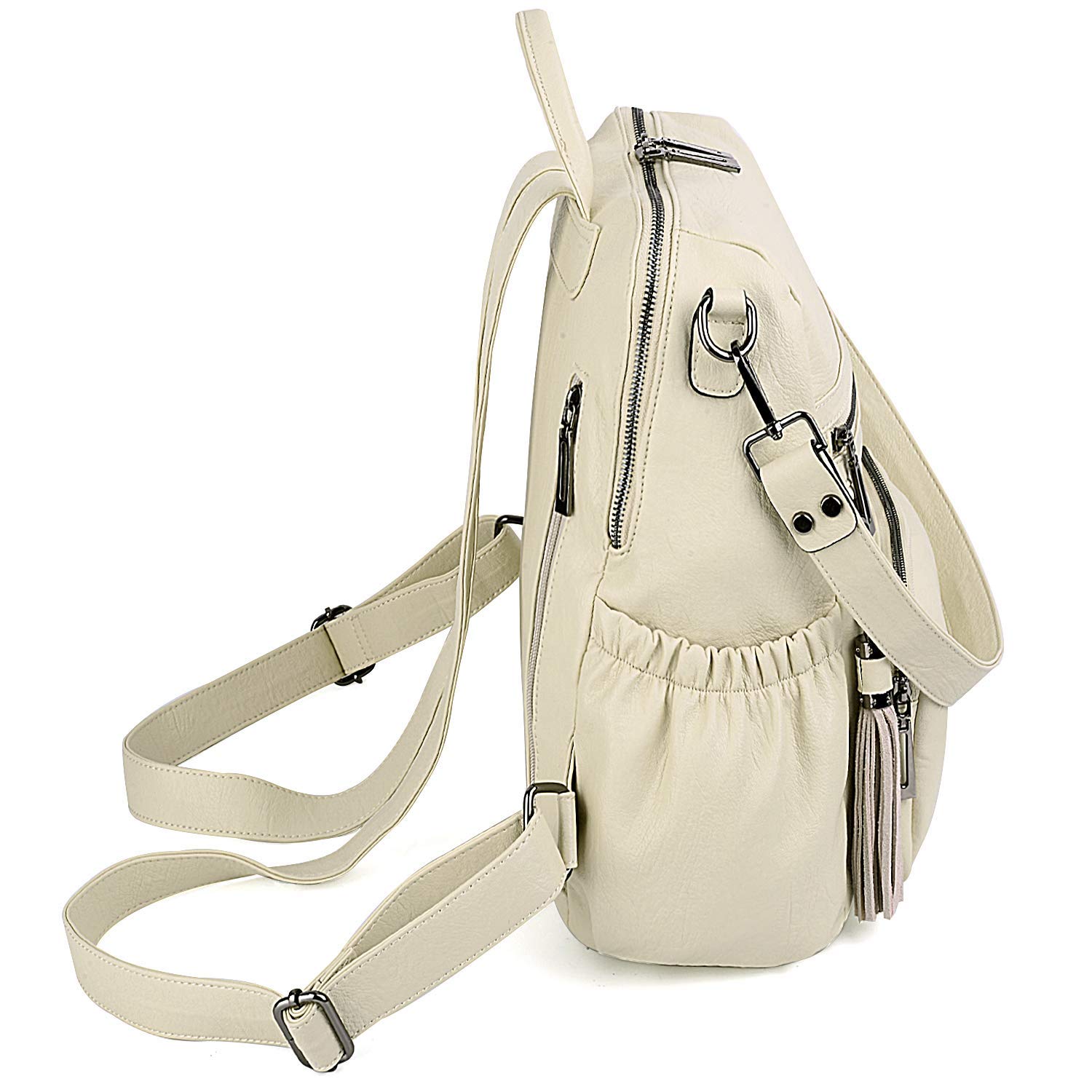 UTO Women Backpack Purse Leather Vegan Ladies Fashion Designer Rucksack Convertible Travel Shoulder Bag with Tassel