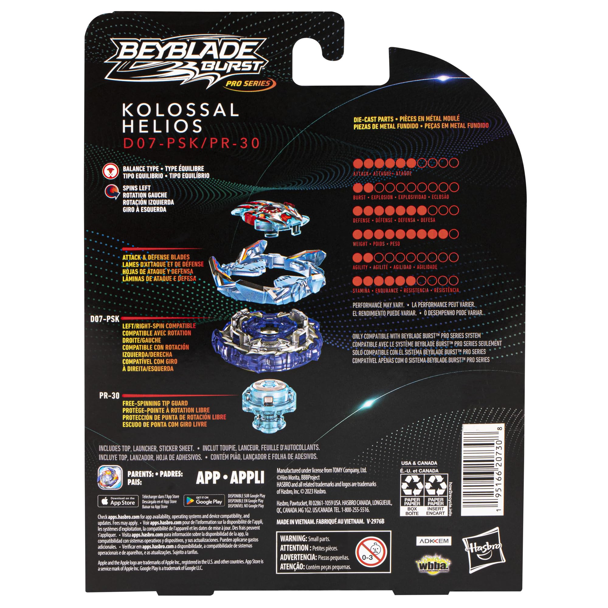 Beyblade Burst Pro Series Kolossal Helios Beyblade Starter Pack, Balance Type Spinning Top with Beyblade Launcher, Kid Toys for 8 Year Old Boys & Girls
