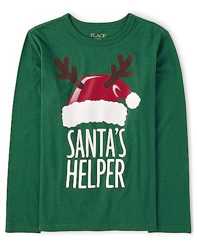 The Children's Place Unisex-Baby Long Sleeve Christmas Graphic T-shirt Santa's Helper Small