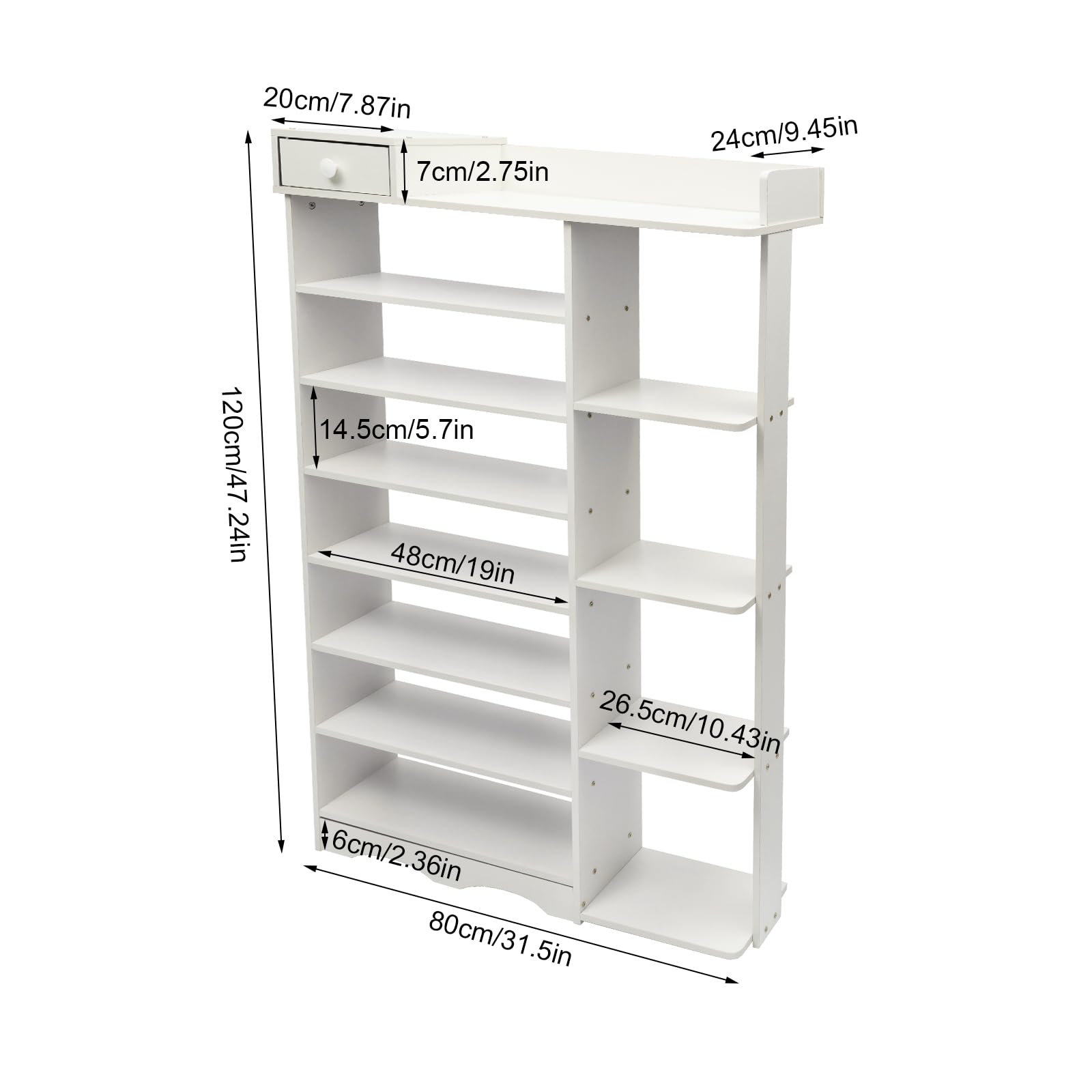 YIYIBYUS 8 Tier Shoe Rack,Wall Tower Cabinet Shoe Storage Organizer Entryway Shoe Shelf