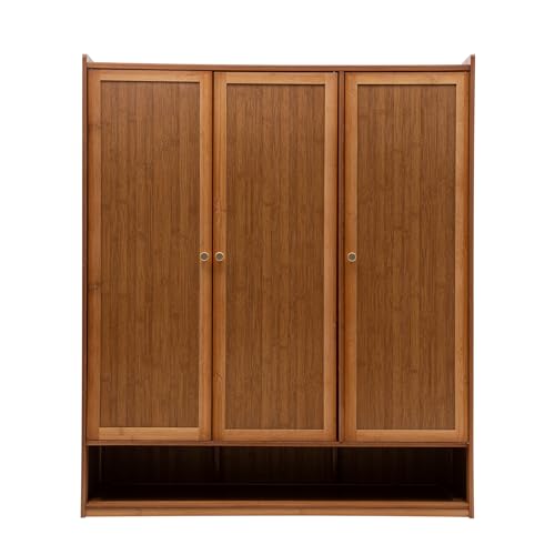 LOYALHEARTDY 8 Tier Shoe Storage Cabinet with Doors, Bamboo Free Standing Shoe Racks Entryway Shoe Organizer with Open Compartment, 35.4" W x 12.6" D x 42.1" H