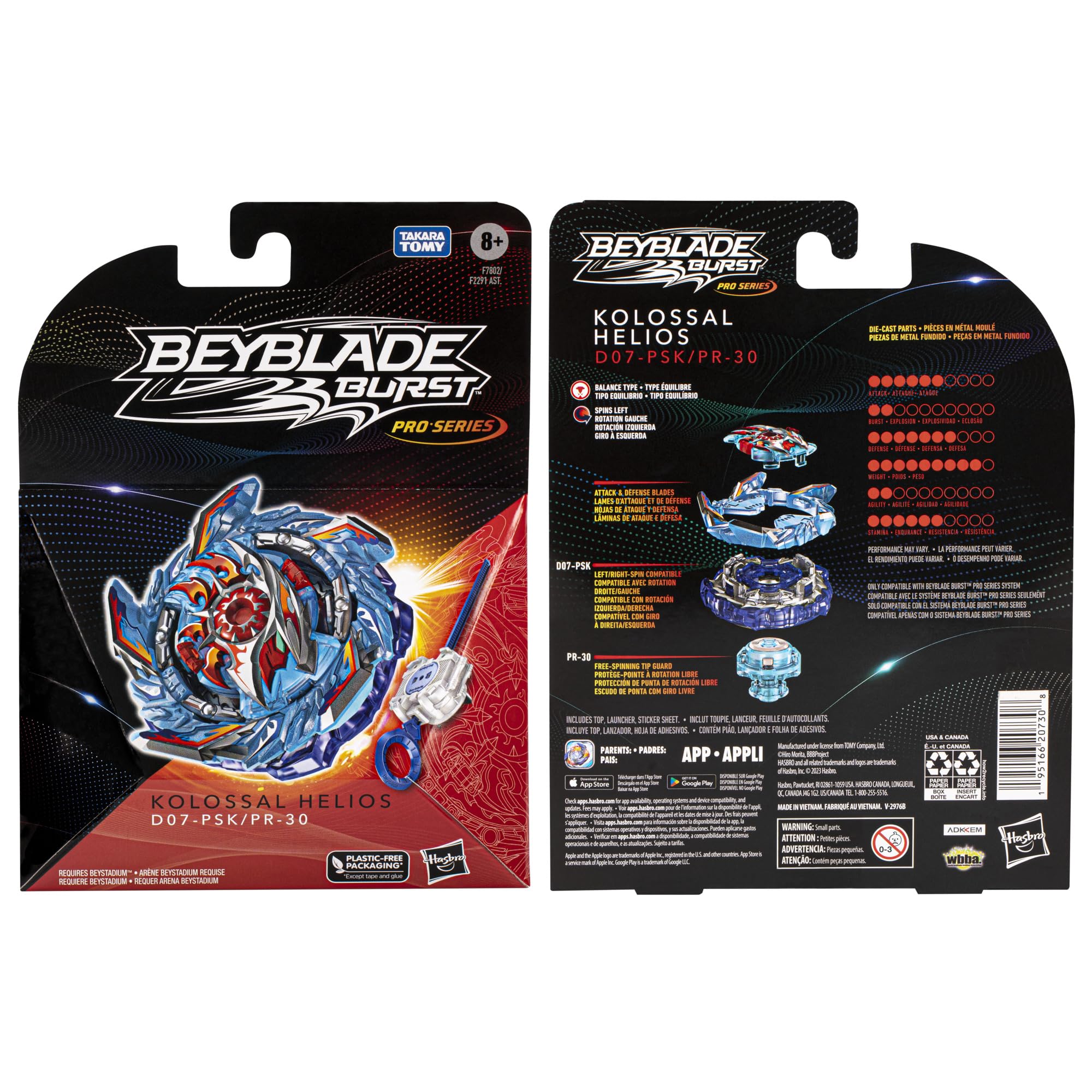 Beyblade Burst Pro Series Kolossal Helios Beyblade Starter Pack, Balance Type Spinning Top with Beyblade Launcher, Kid Toys for 8 Year Old Boys & Girls