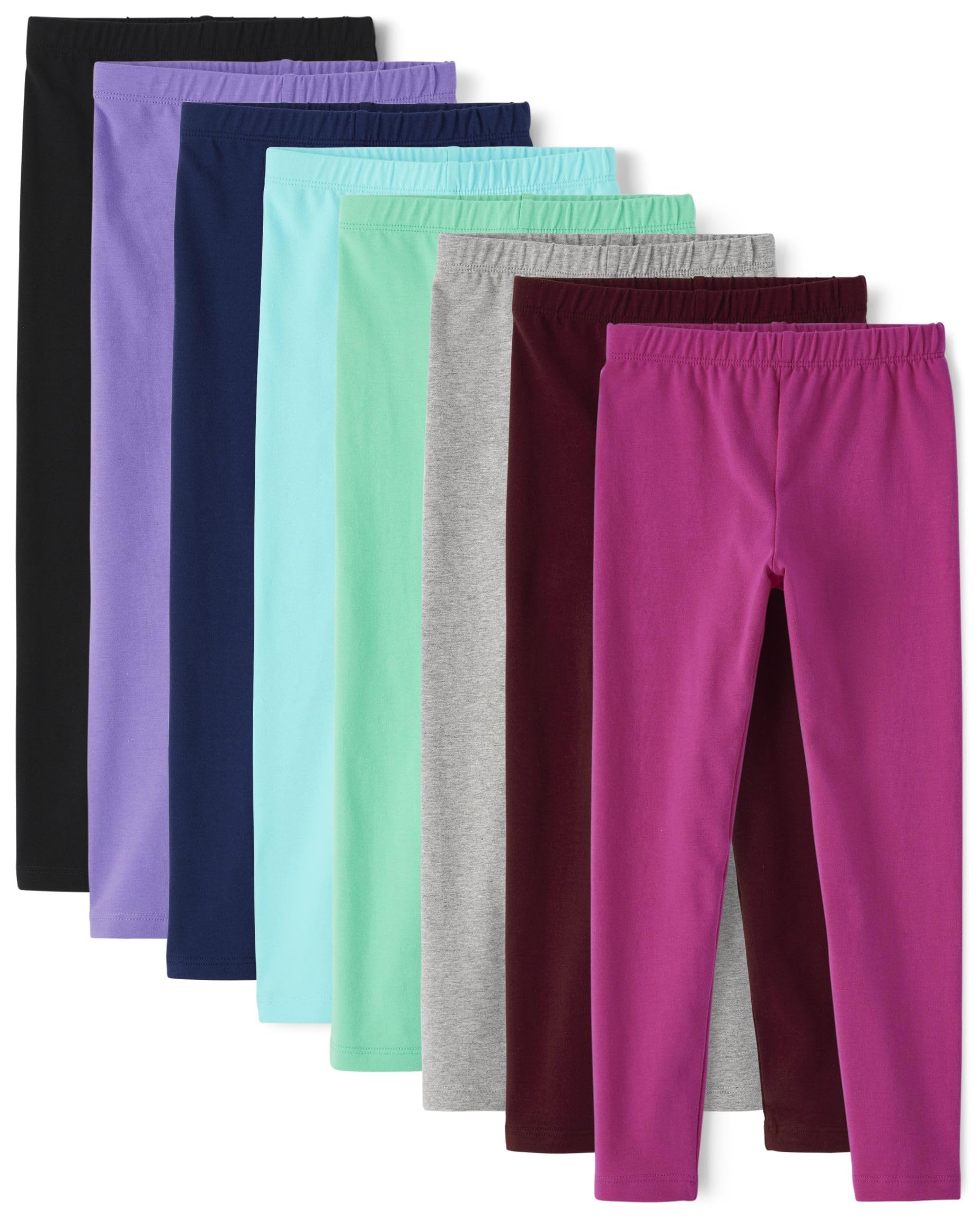 The Children's Place,Solid Color Leggings 8-Pack,Bay Breeze | Black | Fresh Peonies | GEM Purple | Green POP | H/T Smoke | Milky Way | Sugar Beet,XSmall (4)
