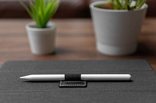 TineeOwl Pen Holder for Apple Pencil (Improved), Adhesive Loop for Books, Surface Laptop, Journal & More - 3M Self-Adhesive Vegan Leather Elastic Pencil Loop (3 PACK) - Black