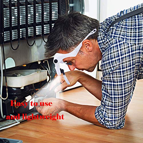 Magnifying Glasses - ANDSTON Head Mount Magnifier with Light, 2 LED Professional Jewelry Magnifying Glass Light Bracket and Headband are Interchangeable