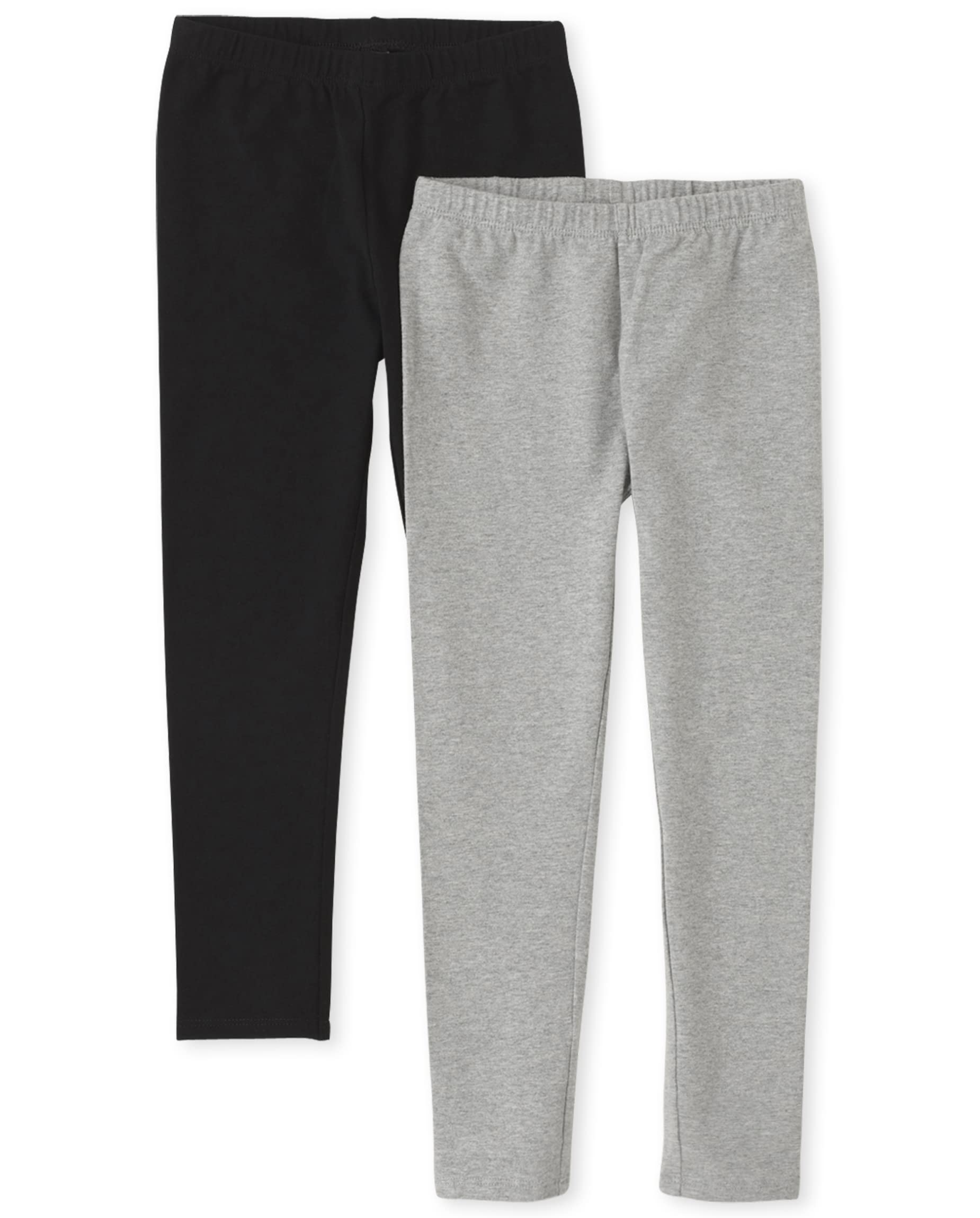 The Children's Place Girls Leggings,Black/ Smoke Gray 2 Pack,M (7/8)
