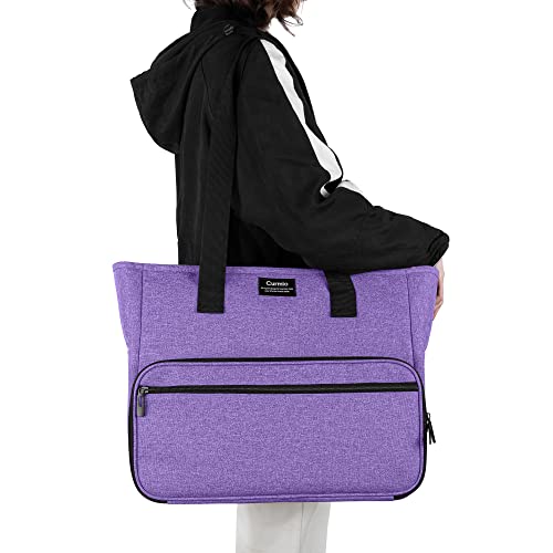 CURMIO Yarn Storage Bag, Knitting Tote Bag for WIP Project, Crochet Hooks, Knitting Needles and Yarn Skeins, Bag Only, Purple (Patented Design)