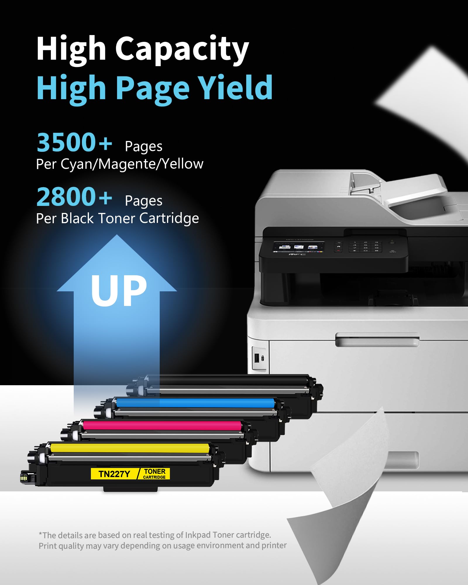TN227 TN 227 4-Pack Toner Cartridge: Replacement for Brother TN227BK TN227C TN227M TN227Y Toner Use with MFC-L3710CW MFC-L3770CDW MFC-L3730CDW HL-3230CDW Printer Toner (Black Cyan Magenta Yellow)