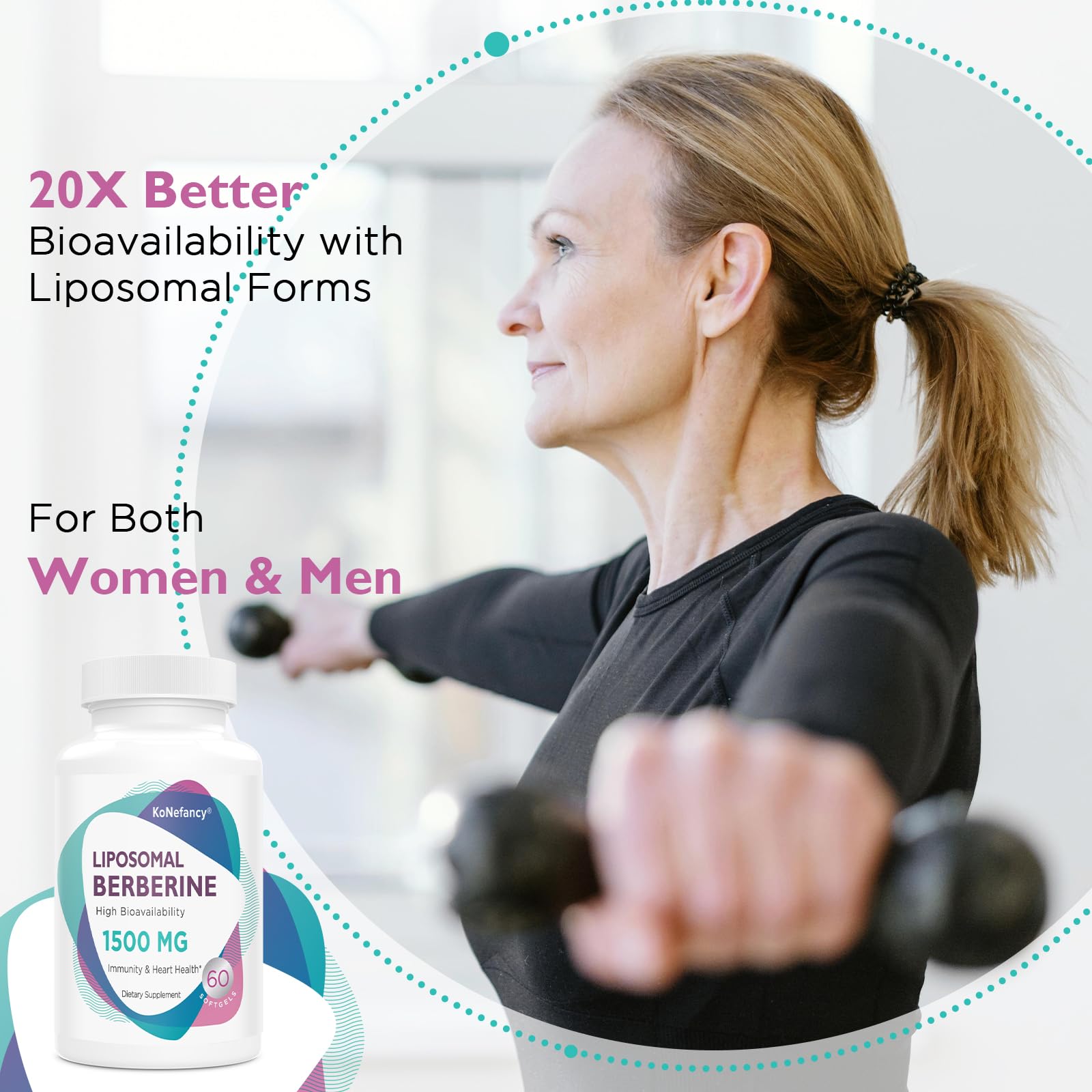 Berberine HCL Supplement 1500mg - High Bioavailability Liposomal Berberine Capsules for Women and Men, AMPK Activator