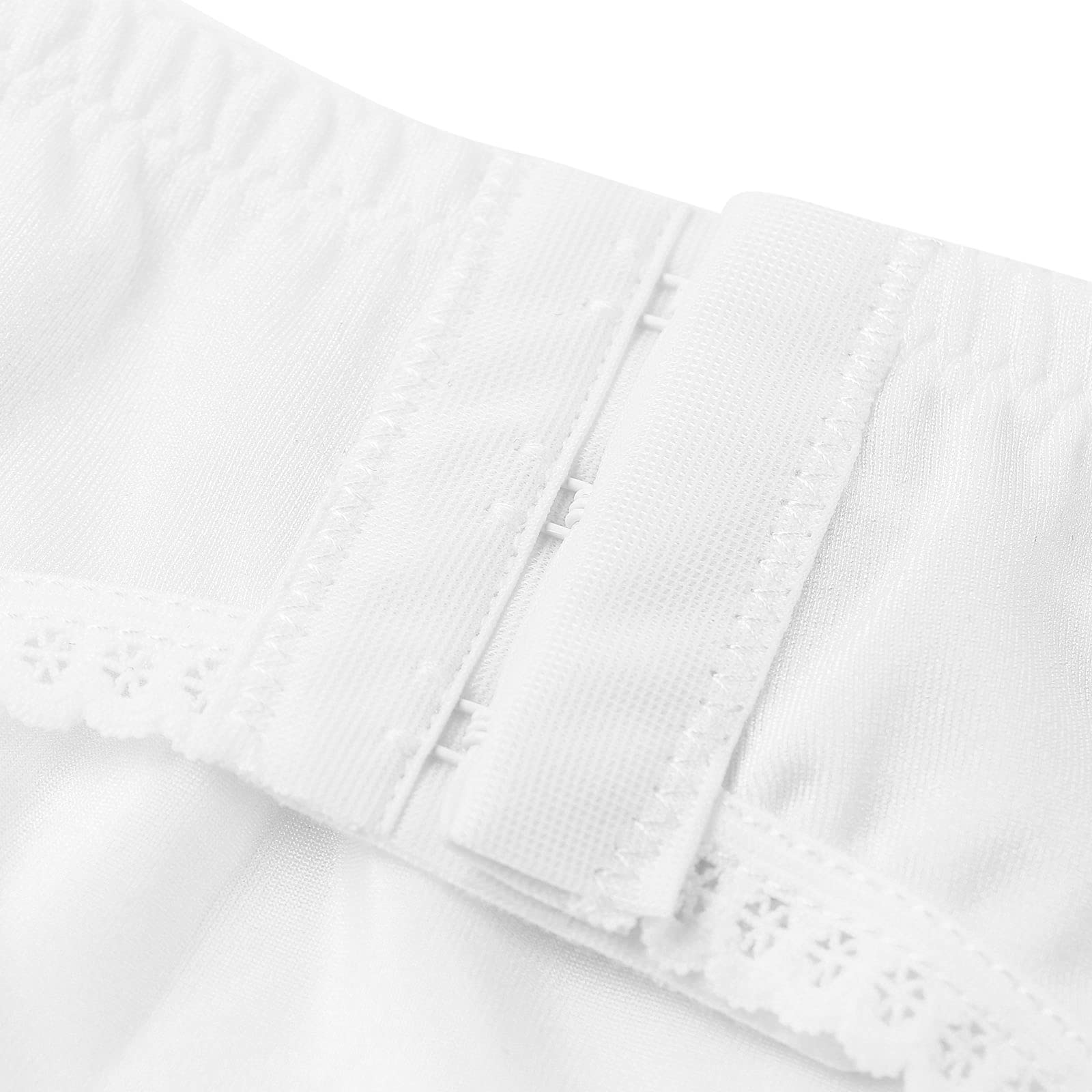 Women's Sexy Lace Garter Belt with 6 Straps Metal Clip Suspender for Thigh High Stockings (White, M)