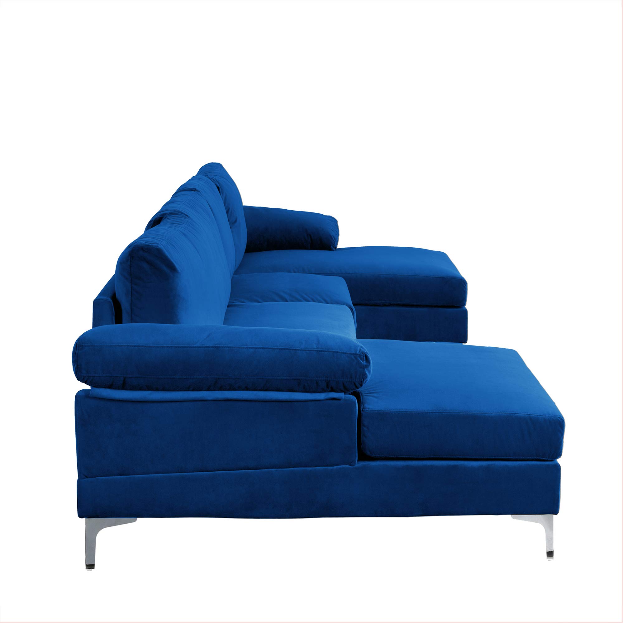 Casa Andrea Milano Modern Large Velvet Fabric U-Shape Sectional Sofa, Double Extra Wide Chaise Lounge Couch