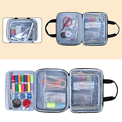 Luxja Large Sewing Organizer with 3 Inner Sections (Fold up Easily), Sewing Supply Organizer with Versatile Pockets (No Accessories Included), Purple