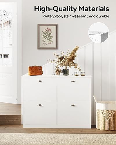 MIRROTOWEL Shoe Cabinet,Hidden Slim Narrow Shoe Rack Cabinet with 4 Drawers for Entryway, Foyer,Hallway,Bedroom,White