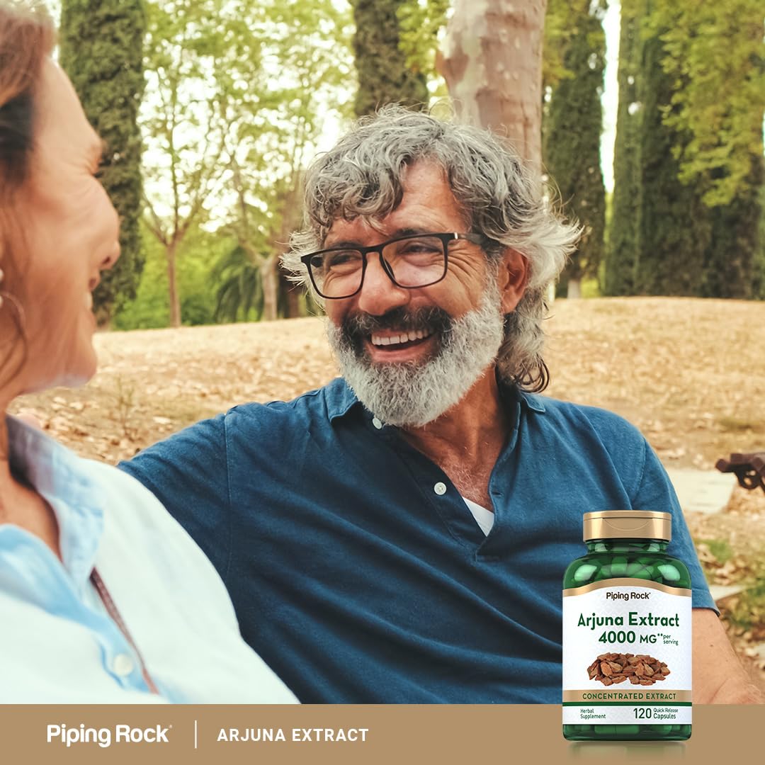 Piping Rock Arjuna Capsules | 4000 mg | 120 Count | from Arjuna Bark Herb Extract | Concentrated Extract | Herbal Supplement | Non-GMO, Gluten Free