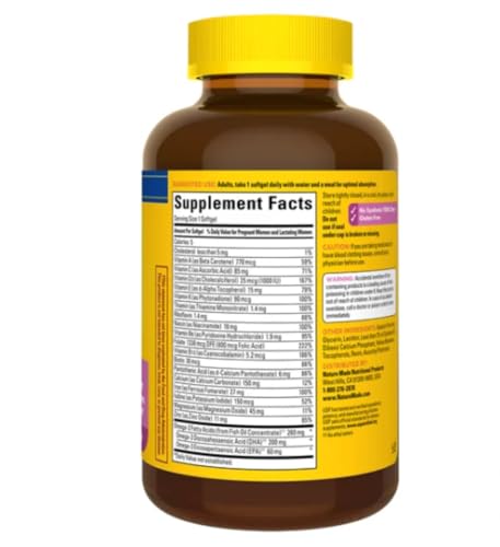 Prenatal with Folic Acid + DHA, Prenatal Vitamin and Mineral Supplement for Daily Nutritional Support, 150 Softgels, 150 Day Supply Plus Bonus 2 Sugar-Free White Peach Hydration Stick