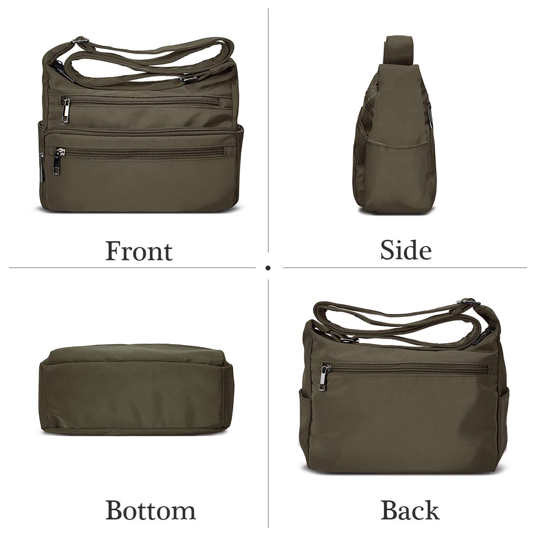 Volcanic Rock Lightweight Shoulder Bags Messenger Handbags Multi Pocket Nylon Waterproof Crossbody Bags