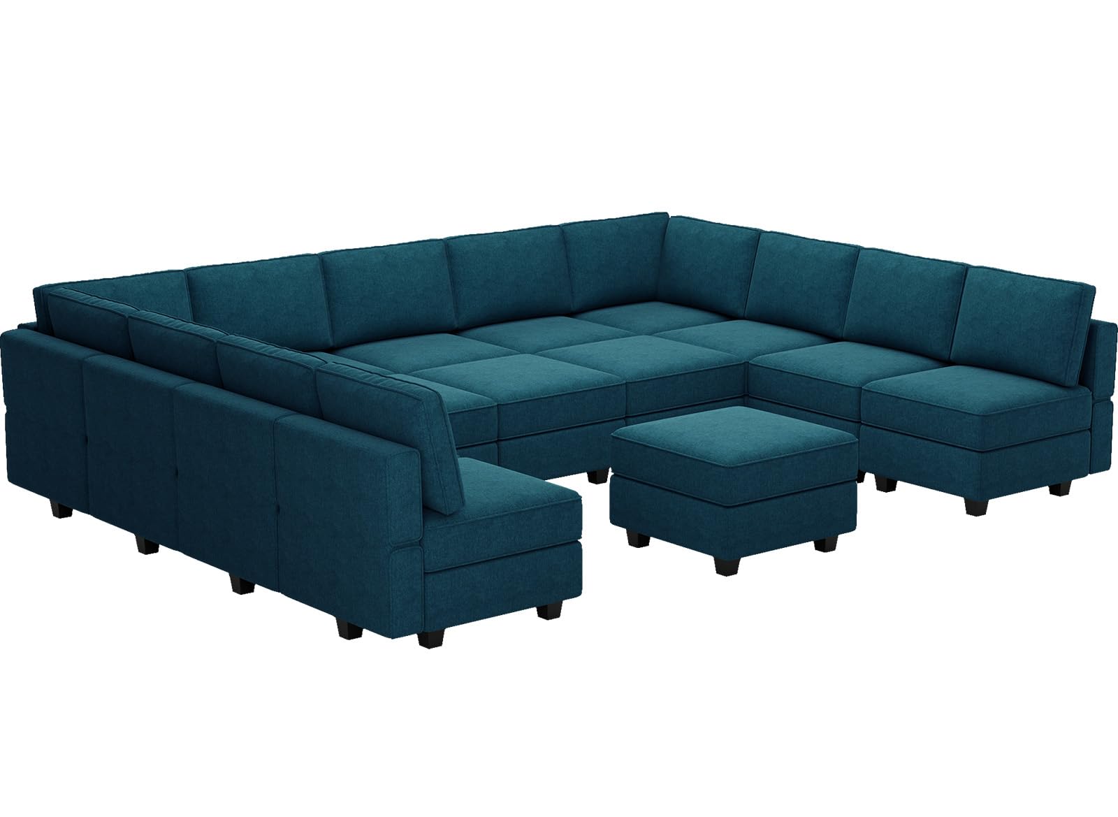 Belffin Modular Sectional Sleeper Sofa Couch Bed Oversized U Shaped Cocuh with Storage Convertible Sleeper Sofa Bed. Peacock Blue