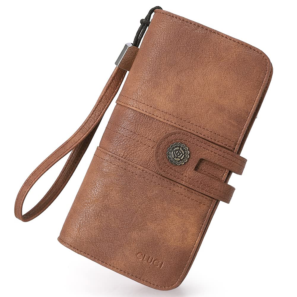 CLUCI Leather Backpack Purse for Women Bundle with Large Wallet