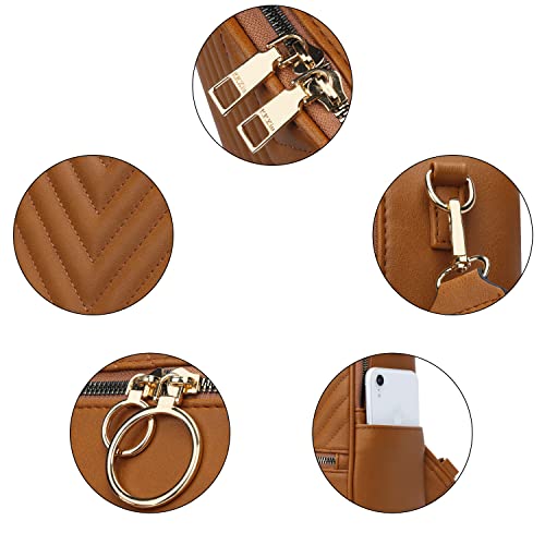 KKXIU Convertible Mini Leather Backpack Purse For Women and Ladies Small Quilted Daypack with Colorful Strap (A-brown)
