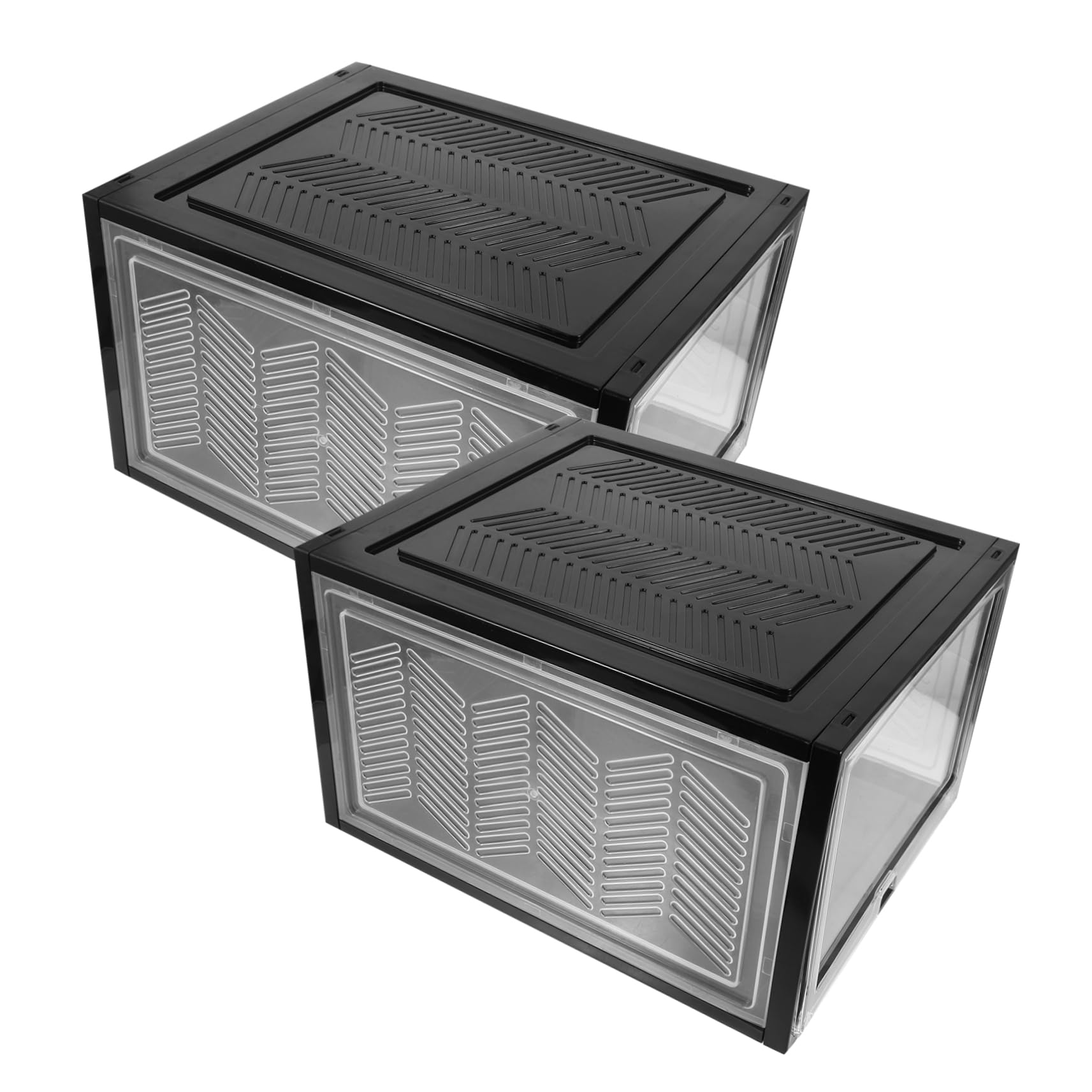 EXQUIMEUBLE 2pcs Boxes Foldable Shoe Box Sneakers Shoe Stand Shoes Shoe Containers Shoe Rack Organizer Shoe Rack for Closet Shoe Boxes with Lids Shoe Storage Clamshell Plastic Large Showcase