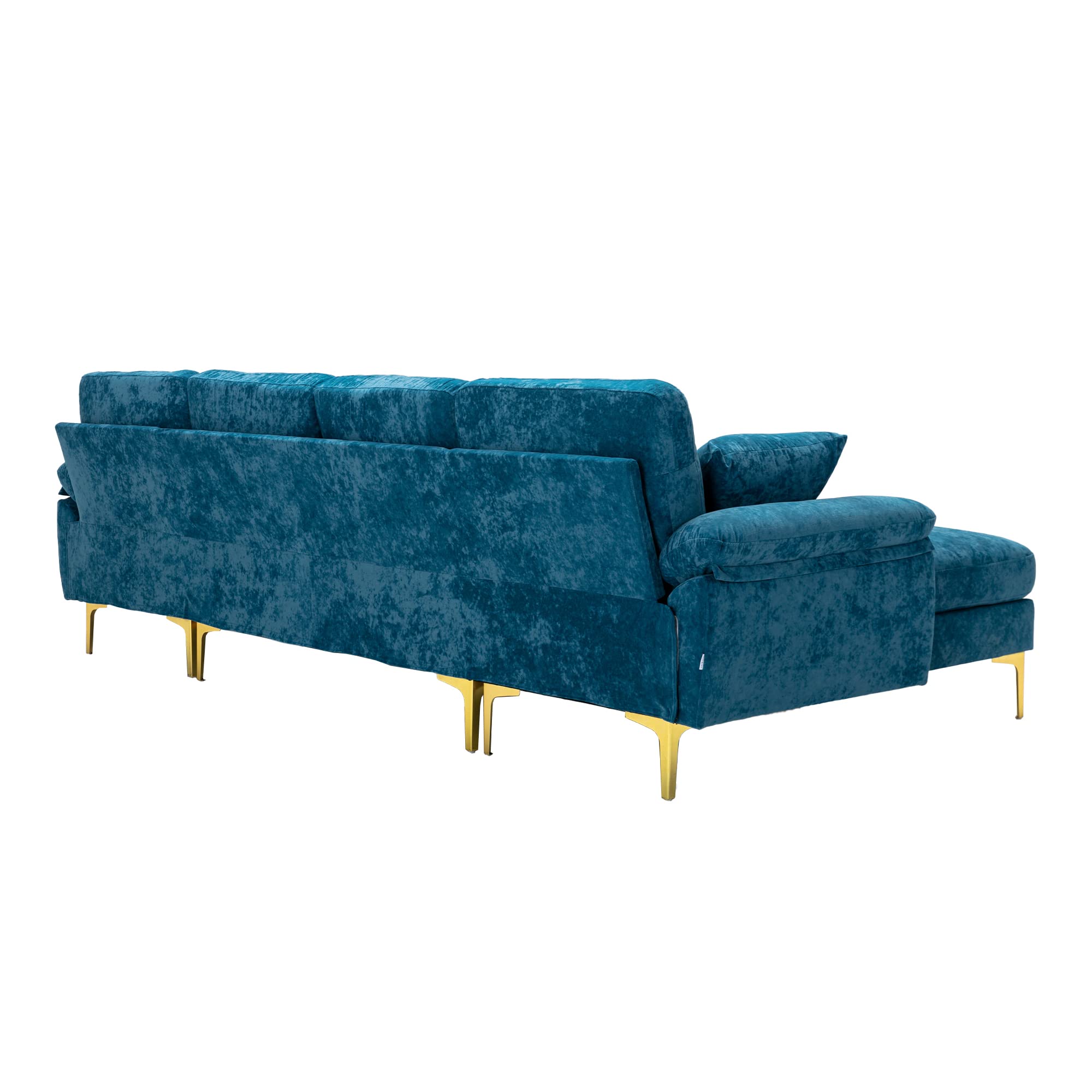 Goohome Sectional Sofá, Modern Velvet Upholstered 4-6 Seater w/Ottoman, Convertible Left and Right Side Chaise Lounge Couch, for Large Space,Living Room, Apartment, Home, L/U-Shaped Sofa, Teal Blue