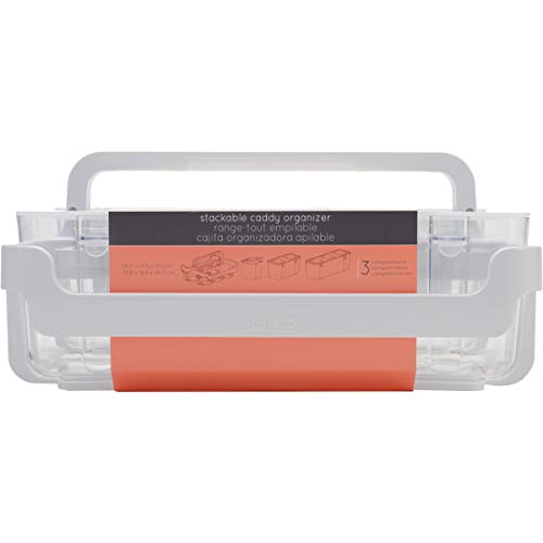 Deflecto Caddy Organizer, Stackable with Three Compartments, White and Clear (29003CR)