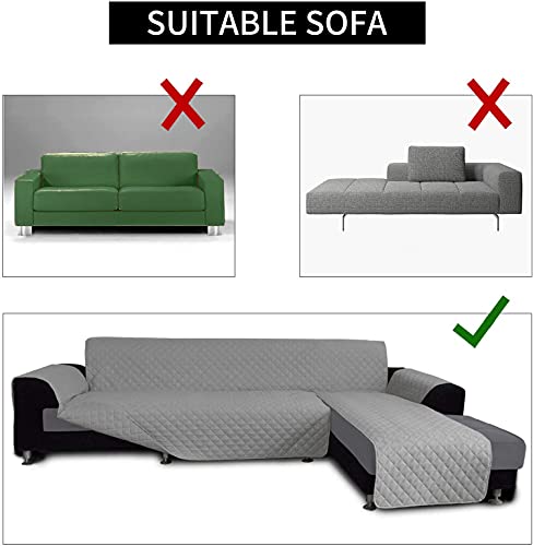JIABOLANG Double Side L Shape Couch Cover Sectional Sofa Covers Set Chaise Couch Cover Slip Covers for Sofas Couches Sectional Furniture Protector Cover (Medium,Grey)