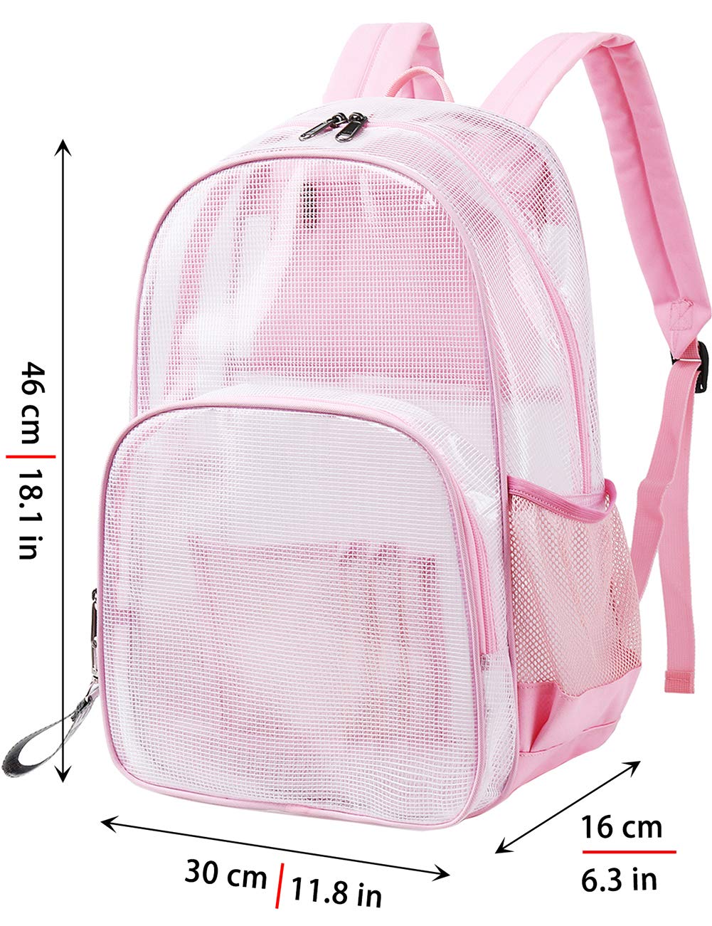 mygreen Clear Transparent PVC School Backpack, Heavy Duty Clear Backpack for Work, Security, Sporting Events (Pink, Large)