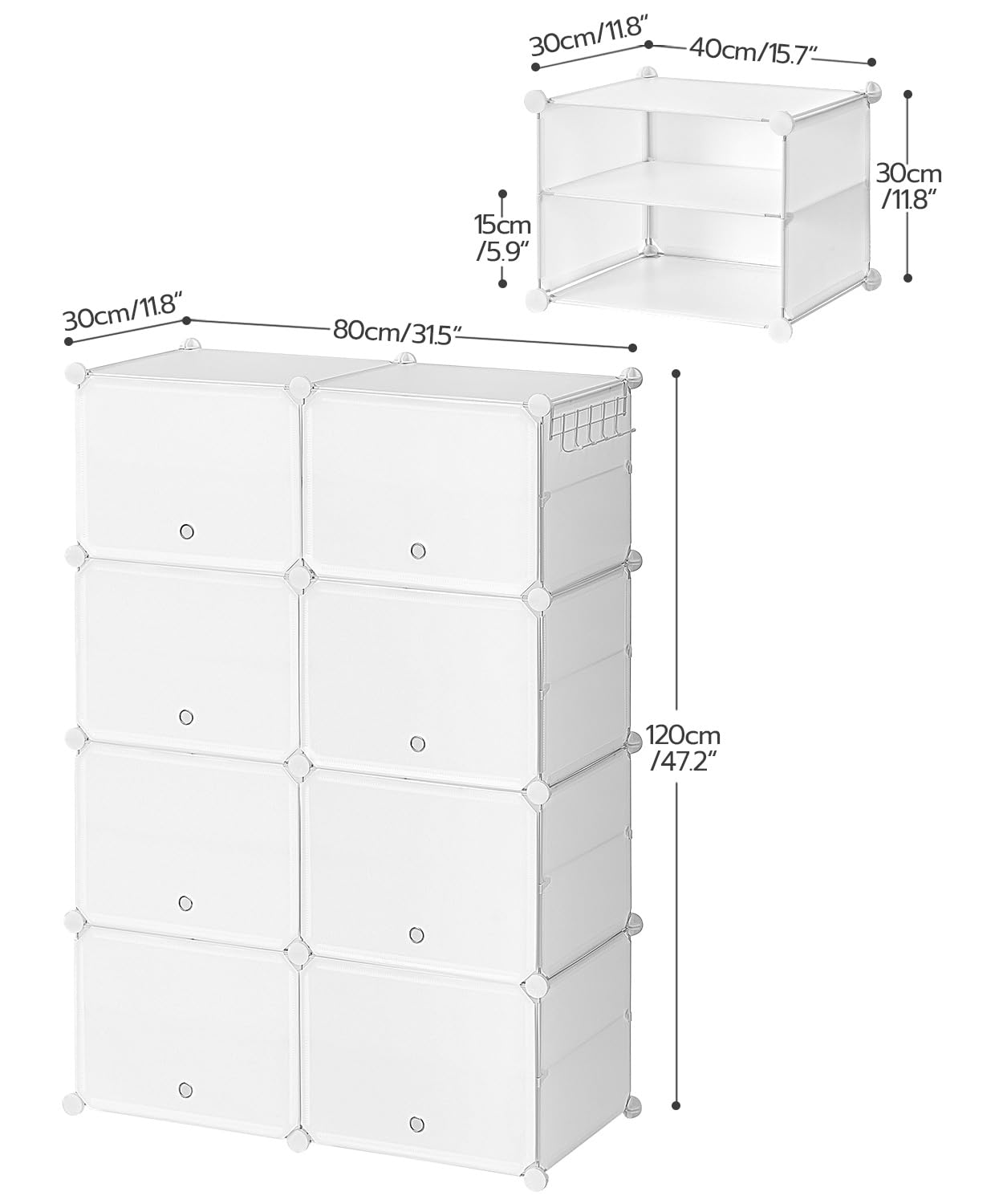 HOOBRO 8 Cube Shoe Rack with Door, Shoe Organizer, Shoe Storage Cabinet for Closet, Holds 32 Pairs of Shoes, Plastic Panel, Entryway, Hallway, White WT28SC01