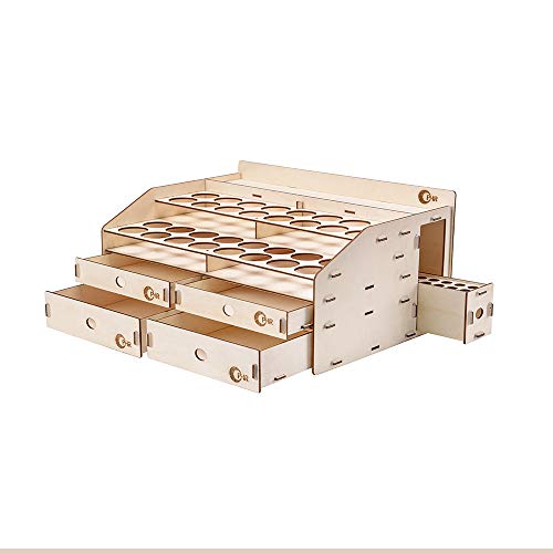 TOGUSH Wood Artist Supply Paint Rack Stand Pigment Ink Bottle with Large Volumetric Bottle and Mark Pen Storage Rack