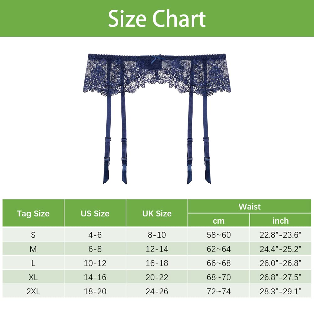 Confonze Women Lace Garter Belt Sexy Suspender Belts for Thigh High Stockings (Large, Creamy White)