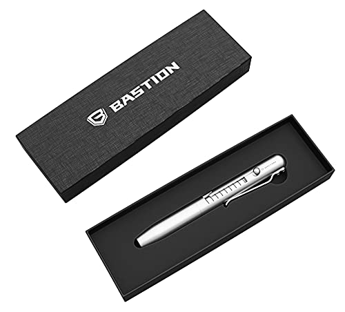 BASTION Precision Craft and Hobby Knife - Executive Bolt Action Safety Retractable Pocket Utility Knife Cutter for Art Crafting, Scrapbooking, Paper & Stencil Cutting - Aluminum Body (Silver)
