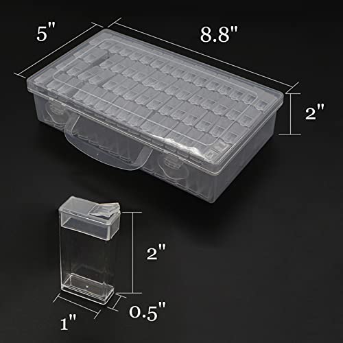 Tosnail 2 Pack of 64 Plastic Diamond Painting Bead Storage Container Box, Bead Organizer Case for Beads, Seeds, Diamond Dots, Glitter, Nail Art Supply