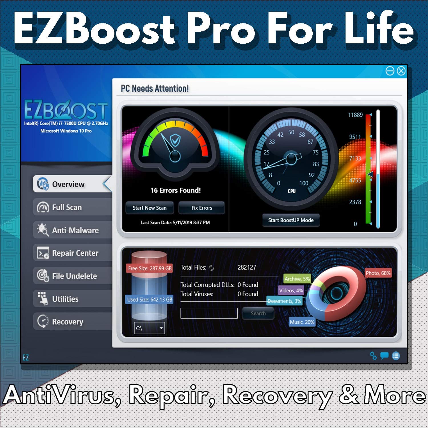 Ezalink Bootable USB for System Repair Recovery Install Restore Boot Fix Flash Drive | 32 & 64 Bit Systems Home & Professional All Brands w/ AntiVirus and Support