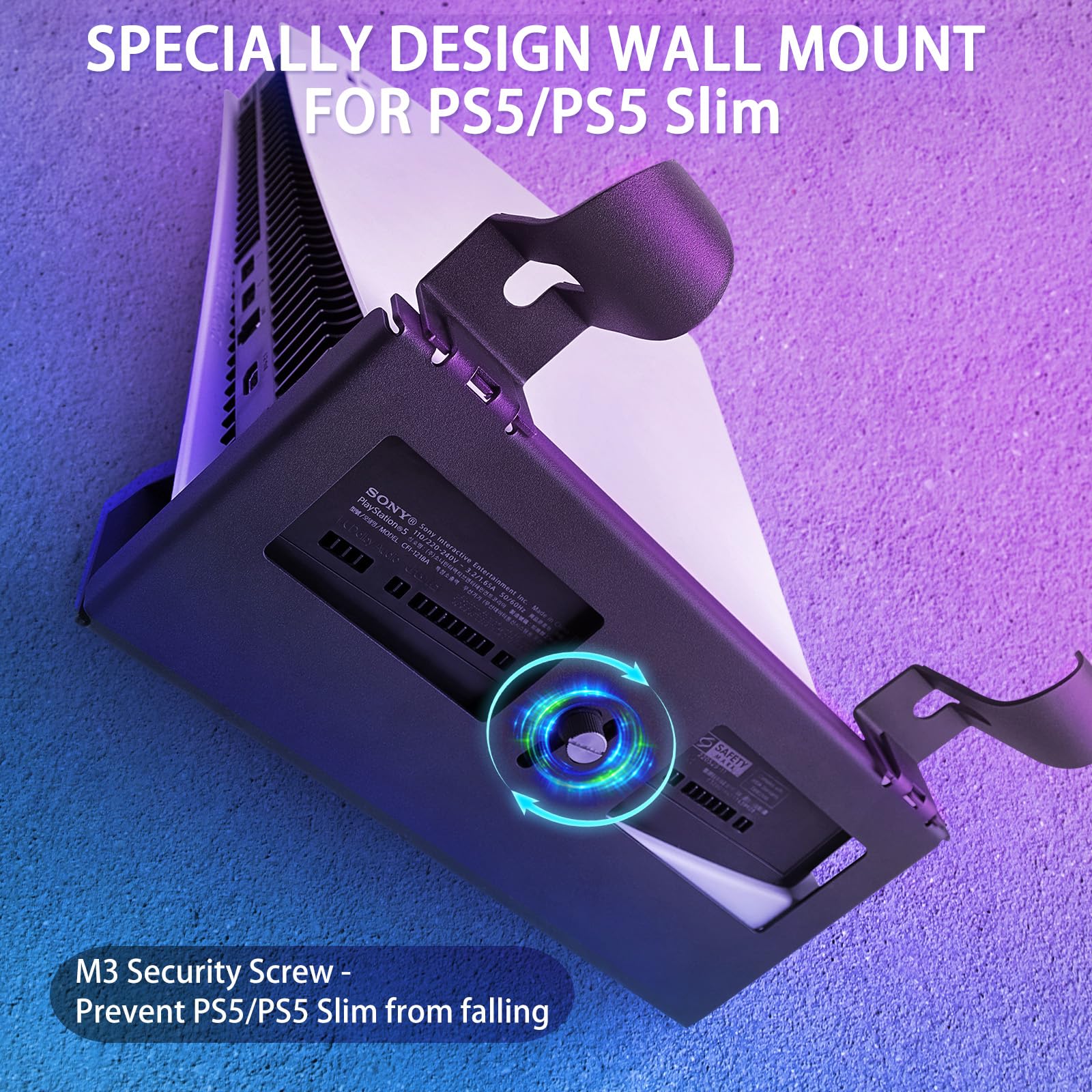 BracNova Wall Mount For PS5 Original, PS5 Slim, and PS5 Pro-Steel PS5 Wall Mount Kit With 2 Removable Controller Holder And Silicone Backrest-Mounts PlayStation 5 on a Wall by Your TV