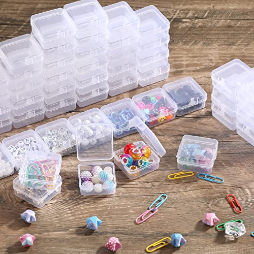 Funtopia 52 Packs Small Beads Storage Containers & Clear Organizer Box, 15 Grids Large Plastic Organizer Box with Dividers Mini Bead Organizers for Storage Crafts, Jewelry and Small Items