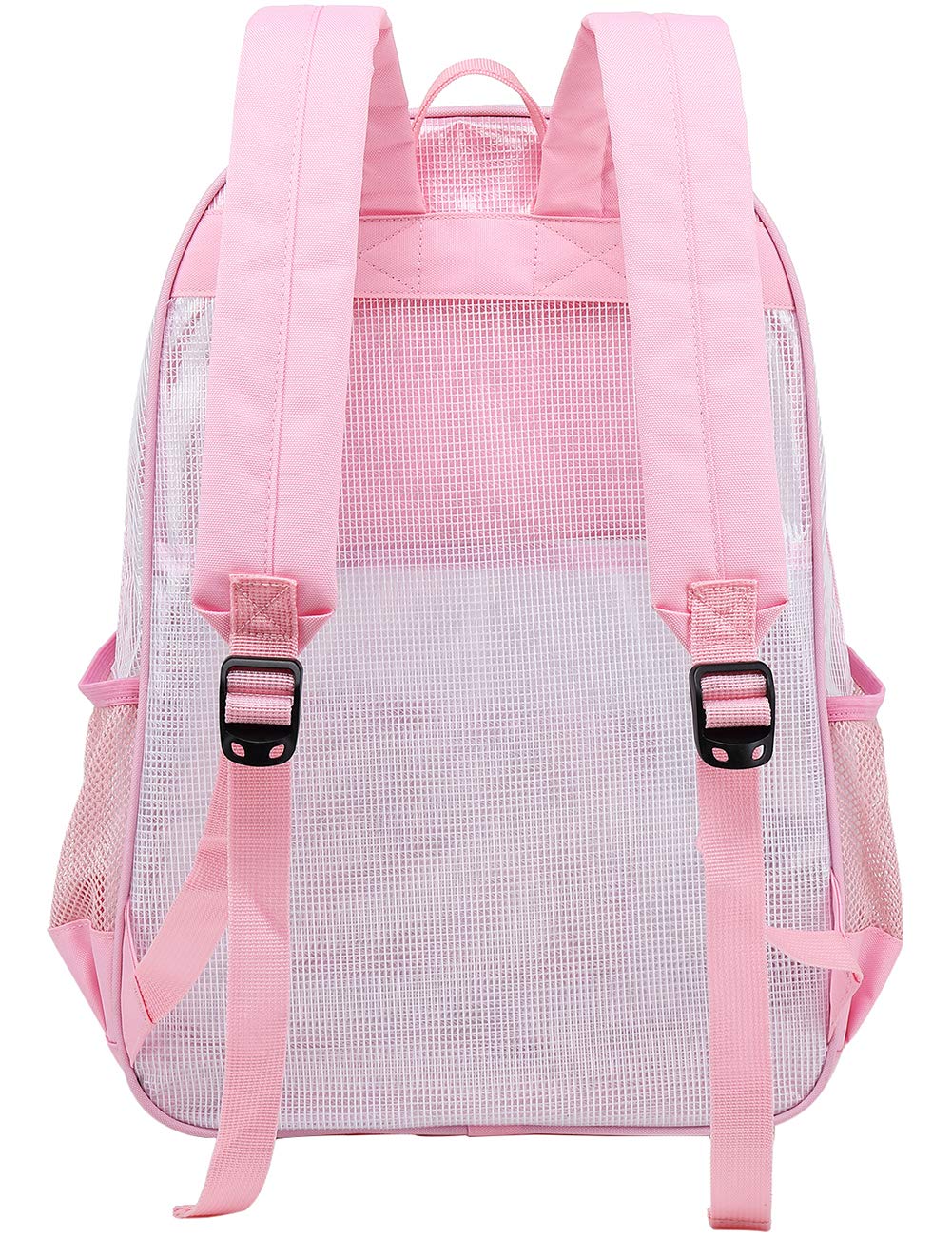 mygreen Clear Transparent PVC School Backpack, Heavy Duty Clear Backpack for Work, Security, Sporting Events (Pink, Large)